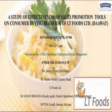 A STUDY OF EFFECTIVENESS OF SALES PROMOTION TOOLS ON CONSUMER BUYING ...