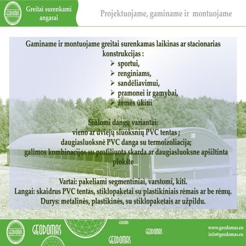 Greitai surenkami angarai ukiui | PDF