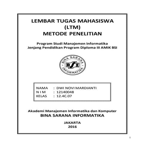 LTM Metode Penelitian_Pertemuan 1-6 | DOCX