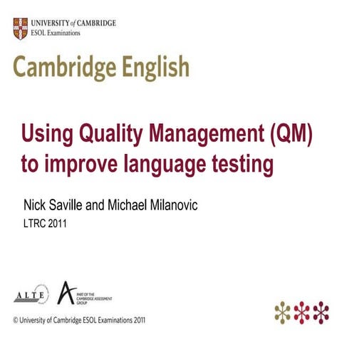 Using Quality Management (QM) to Improve Language Testing | PPT