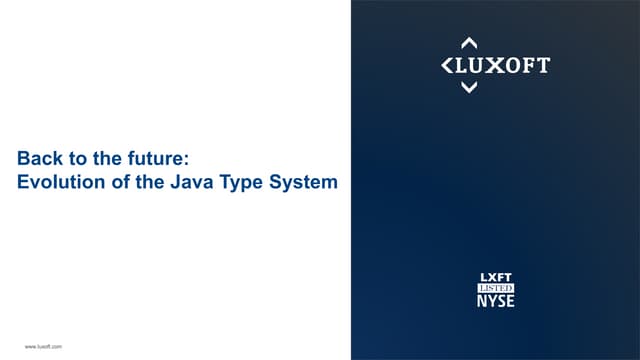 Дмитрий Контрерас «Back to the future: the evolution of the Java Type ... Дмитрий Контрерас «Back to the future: the evolution of the Java Type ...
