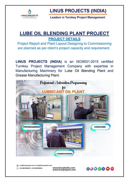 Lubricant Oil Blending Plant & Machinery | PDF