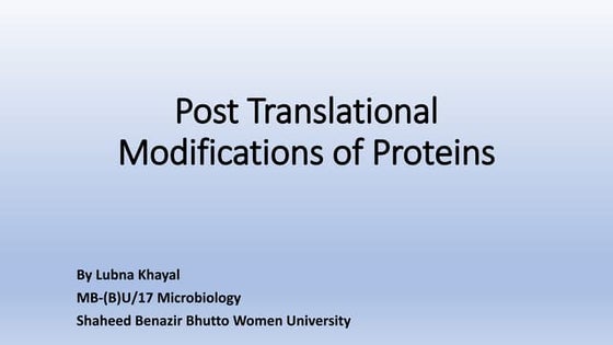Post translational modification of protein | PPT