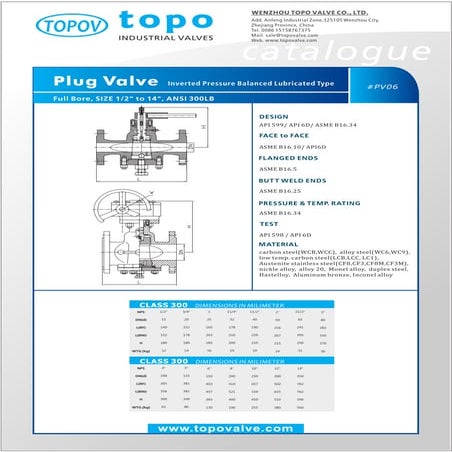 Lubricated plug valve 300 lb topo valve catalogue | PDF