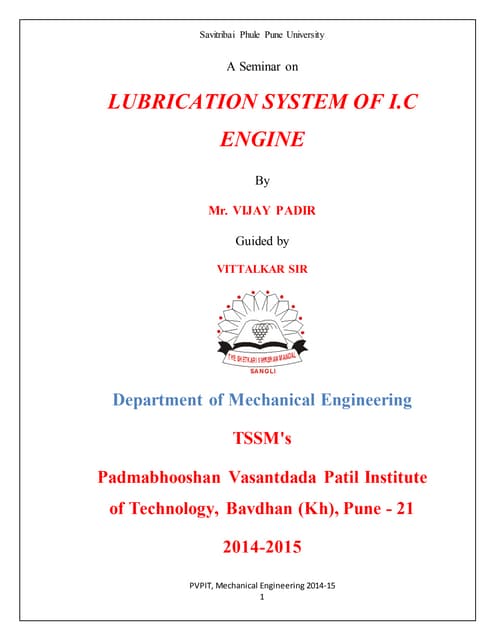 Lubrication system | PPTX | Auto Technology | Automotive
