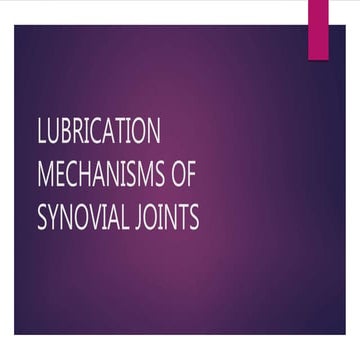 Composition of synovial fluid and mechanism of joint lubrication