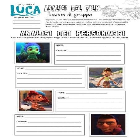 Luca riflessioni sul film - schede didattiche per la scuola primaria | DOCX