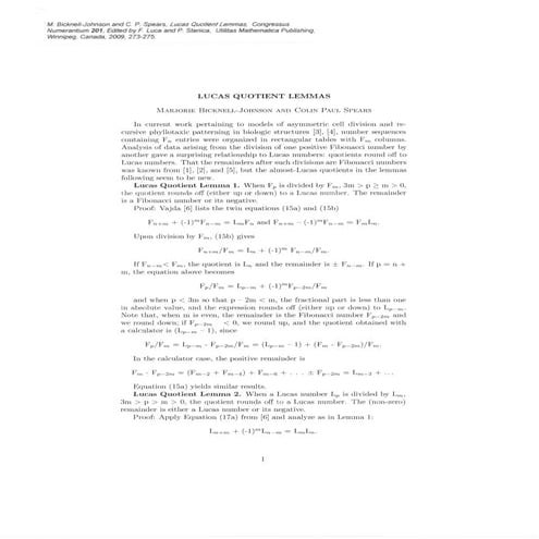 Fibonacci Numbers And Lucas Numbers