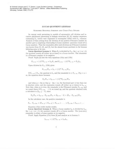 Fibonacci Numbers And Lucas Numbers