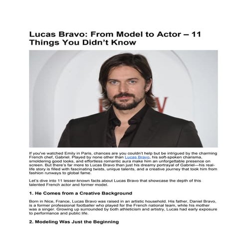 Lucas Bravo: From Model to Actor – 11 Things You Didn’t Know | DOCX
