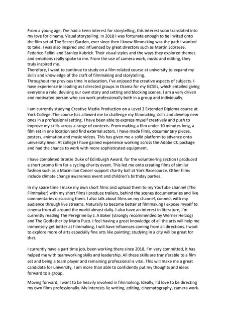 Personal statement by george wetton | PDF