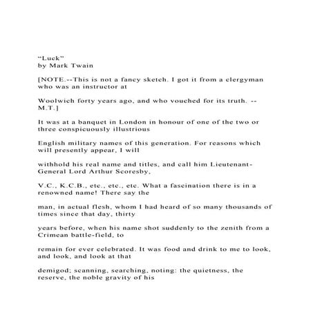 Luck” by Mark Twain [NOTE.--This is not a fancy sketch..docx
