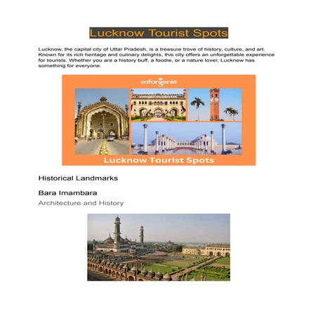 Lucknow Tourist Spots | tourist attractions Lucknow | PDF