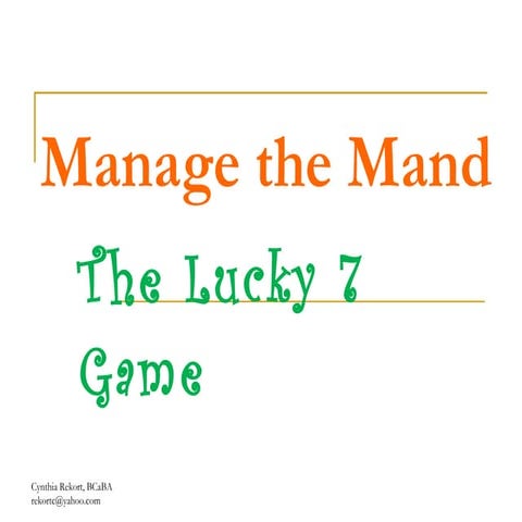 The Lucky 7 GameWorkshop Presentation | PPT