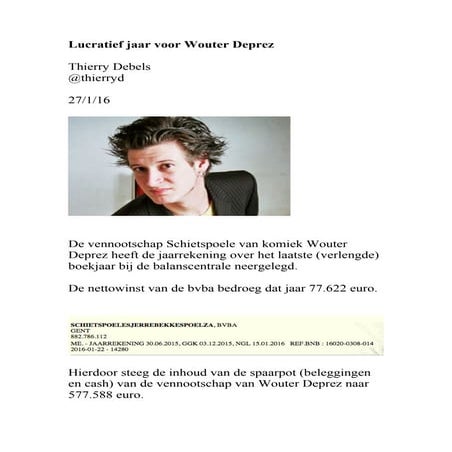 Lucratief jaar voor Wouter Deprez | DOC