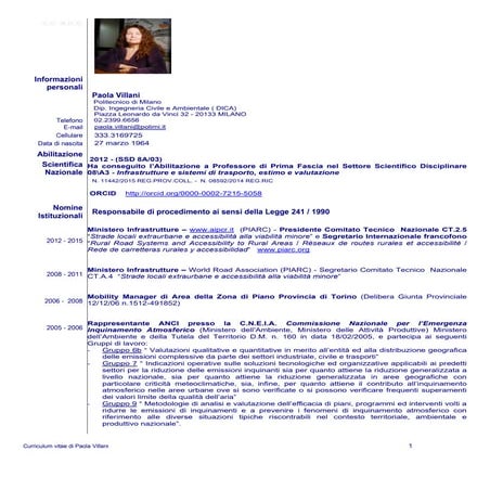 Paola Villani Curriculum Vitae | PDF