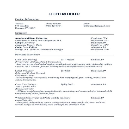 L uhler resume | DOC