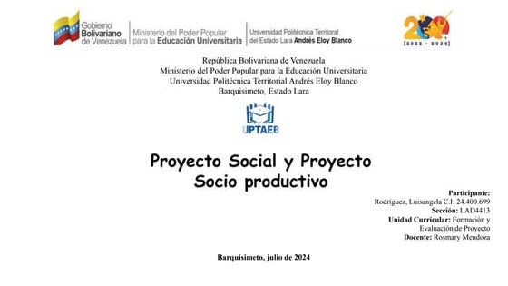 Mapa conceptual Proyecto socioproductivo y social | PPT