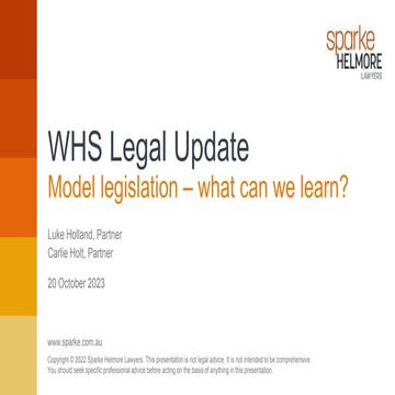 WHS legal update | PPTX | Law