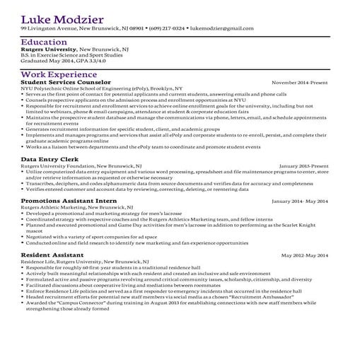 Luke Modzier Resume | PDF