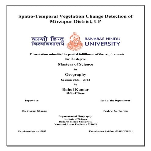 LAND USE LAND COVER AND NDVI OF MIRZAPUR DISTRICT, UP | PDF