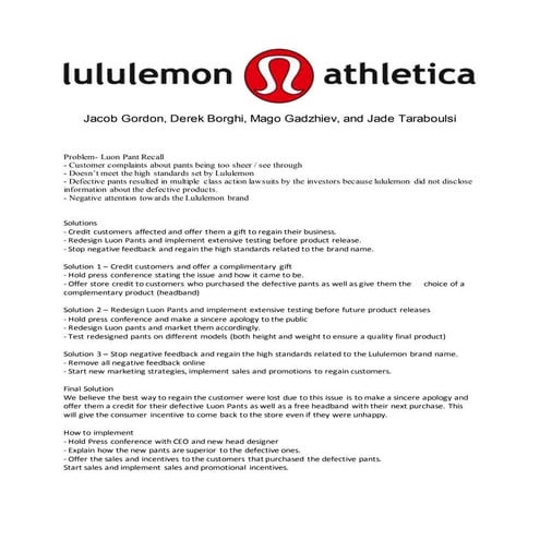 Lululemon Handout | PDF