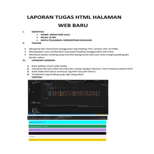 SAYAMEMBUAT TUTORIAL HTML DAN CSS DAN MERANGKUM MATERINYA DI WORD | PDF