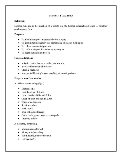 Lumbar puncture and bone marrow aspiration | PPTX