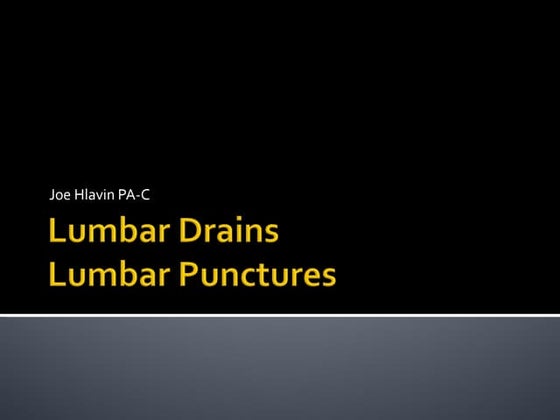 Lumbar puncture | PPTX | First Aid | Injuries