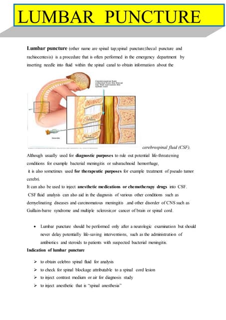 Lumbar puncture and bone marrow aspiration | PPTX