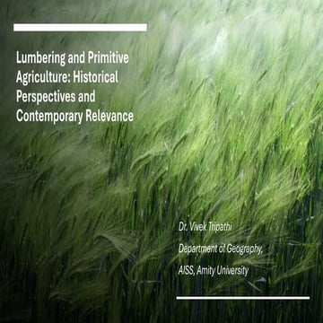 Lumbering and Primitive Agriculture lecture | PPT