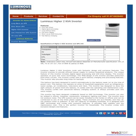 Luminous higher 2 kva inverter | PDF
