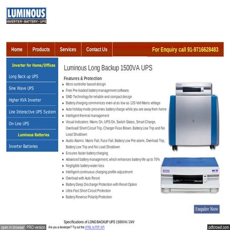 Luminous long backup 1500 va | PPT