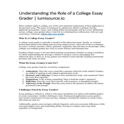 Understanding the Role of a College Essay Grader | lumisource.io