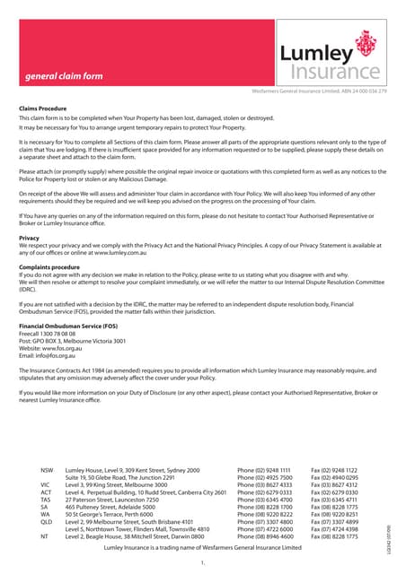 QBE Property Claim Form | PDF