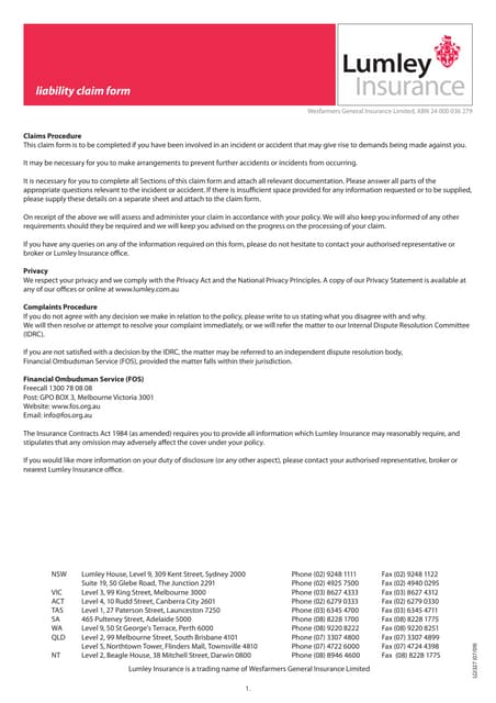 QBE Liability Claim Form | PDF
