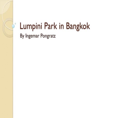 Lumpini Park in Bangkok by Ingemar Pongratz | PPT