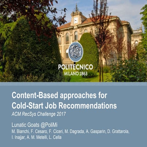 Content-Based approaches for Cold-Start Job Recommendations | PPT