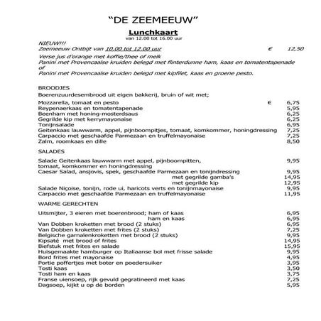 Lunchkaart zomer 2010 | PDF