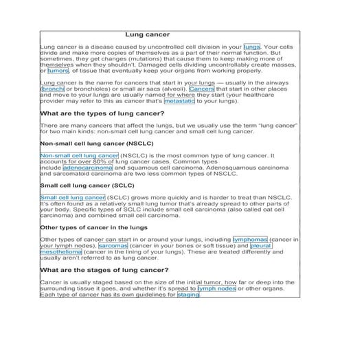 LUNG CANCER Notes Kmtc notes well summarised | DOCX