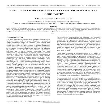 Lung cancer disease analyzes using pso based fuzzy logic system | PDF