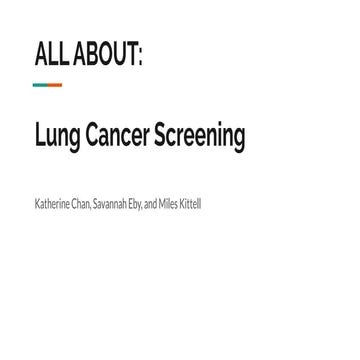 Lung Cancer Screening In compliance with USPSTF | PDF
