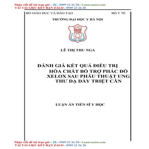 Luận Văn Đánh Giá Kết Quả Điều Trị Hóa Chất Bổ Trợ Phác Đồ Xelox Sau Phẫu Thuật Ung Thư Dạ Dày ...