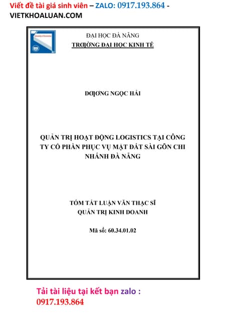 Tiểu luận logistics: Hệ thống thông tin Logistics | DOC