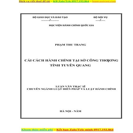 Luận văn thạc sĩ - Cải cách hành chính tại Sở Công Thương tỉnh Tuyên ...