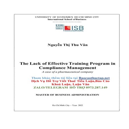 Luận Văn The Lack of Effective Training Program in Compliance ...