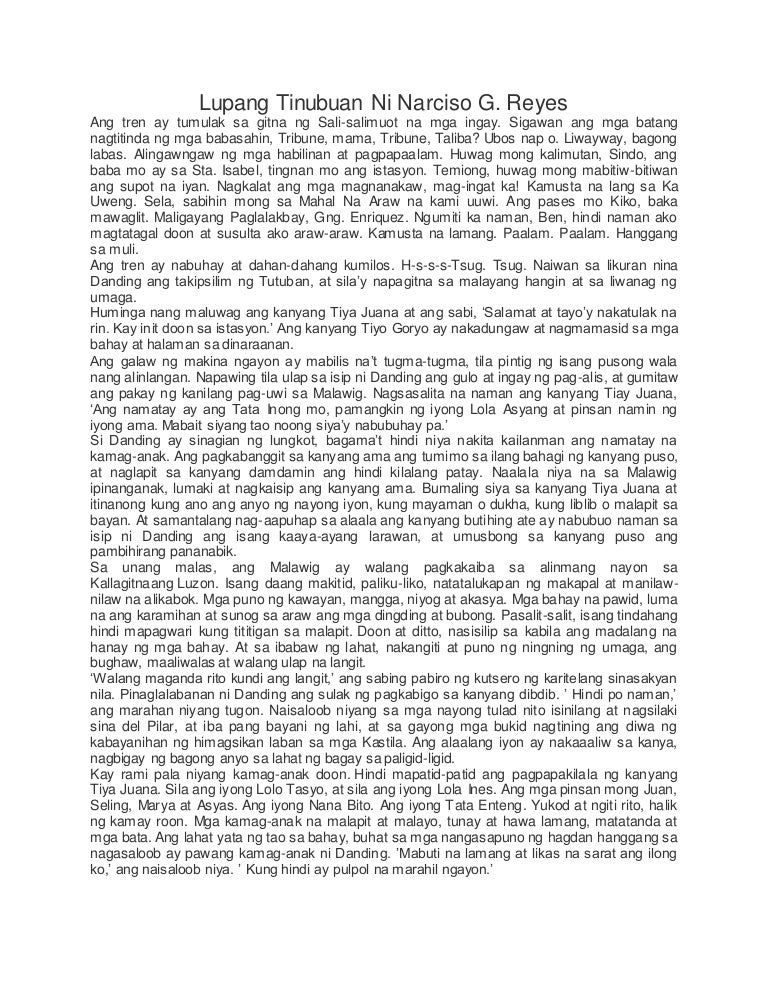 Lupang Tinubuan.. ni Narciso G. Reyes