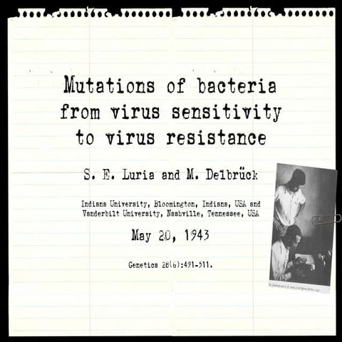 Luria & Delbrueck 1943, Mutations of bacteria from virus sensitivity to ...