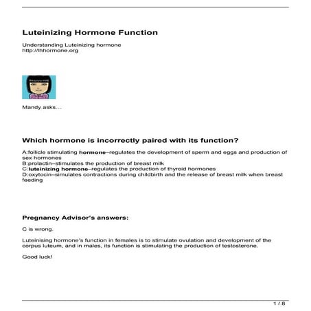 Luteinizing Hormone Function | PDF