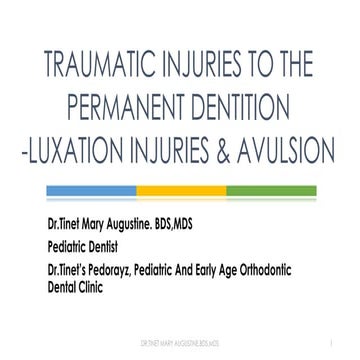 Luxation injuries and avulsion | PDF